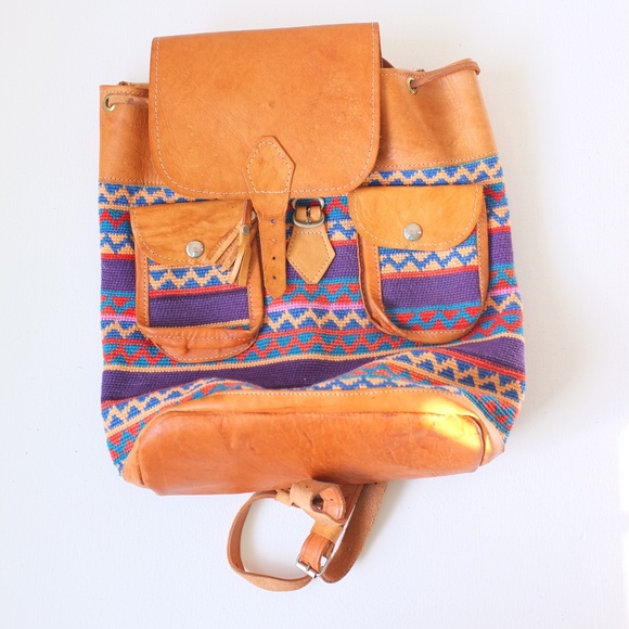Vintage | Bags | Vintage Leather Backpack Vtg Bohemian Backpack | Poshmark